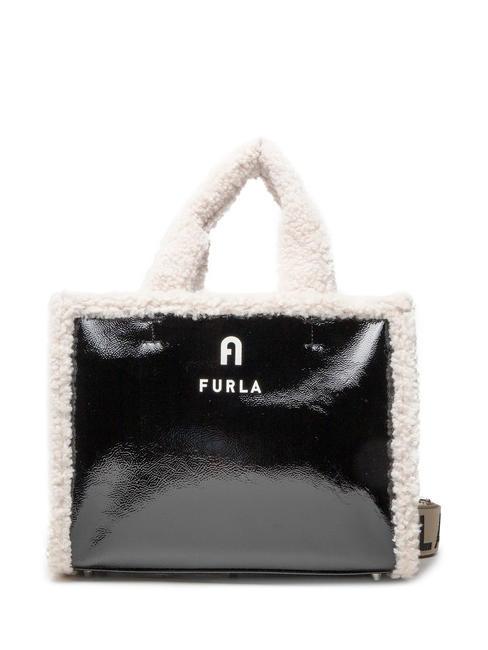 Furla Opportunity Sac Cabas À Main Avec Bandoulière Coton Blanc + Noir ...